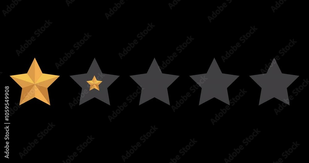 Three star rating animation. Yellow three stars review or rating ...