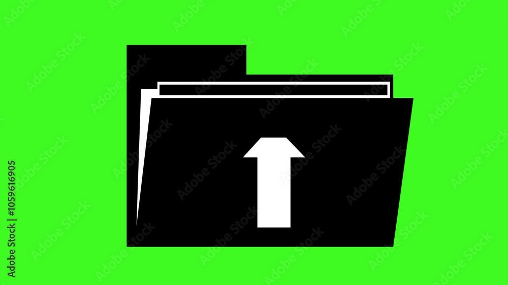 video animation black and white icon computer a folder uploading file ...