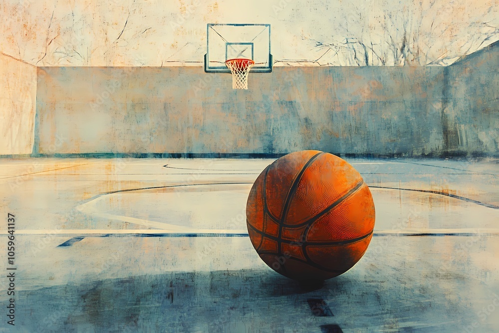 Basketball-themed backdrop , with rich colors and subtle shading, ideal ...