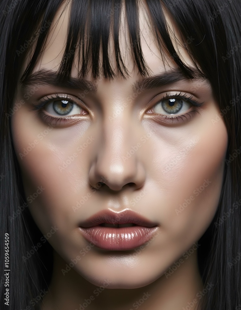 Portrait of a woman symbolically turning into virtual human, virtual ...