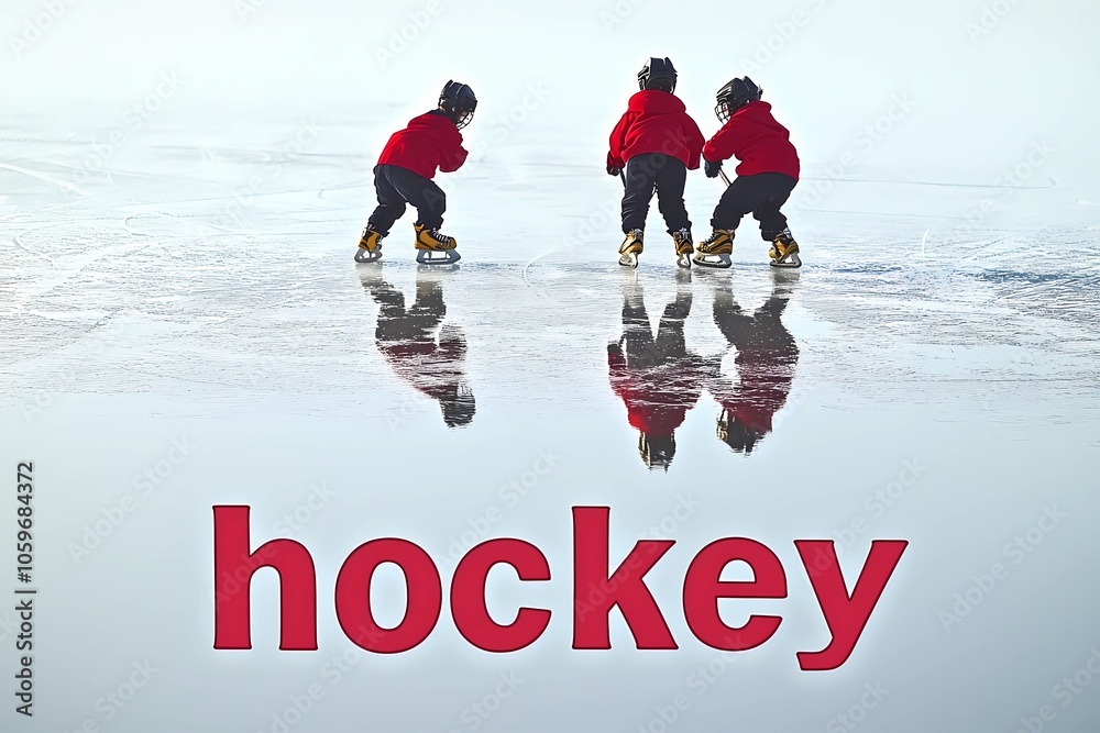 Abstract hockey background with smooth ice texture and faded rink lines ...