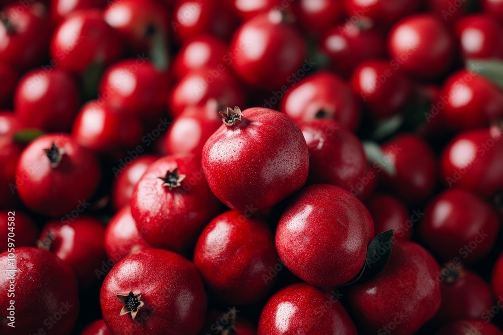 A densely packed collection of fresh pomegranates, highlighting their ...