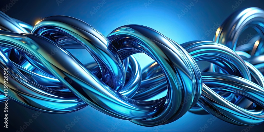 Liquid blue metal loops in a mesmerizing abstract animation , render ...