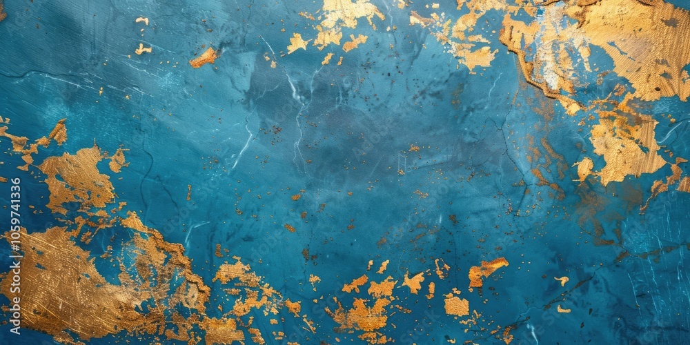 Navy blue and gold abstract ink painting. Artistic design concept ...