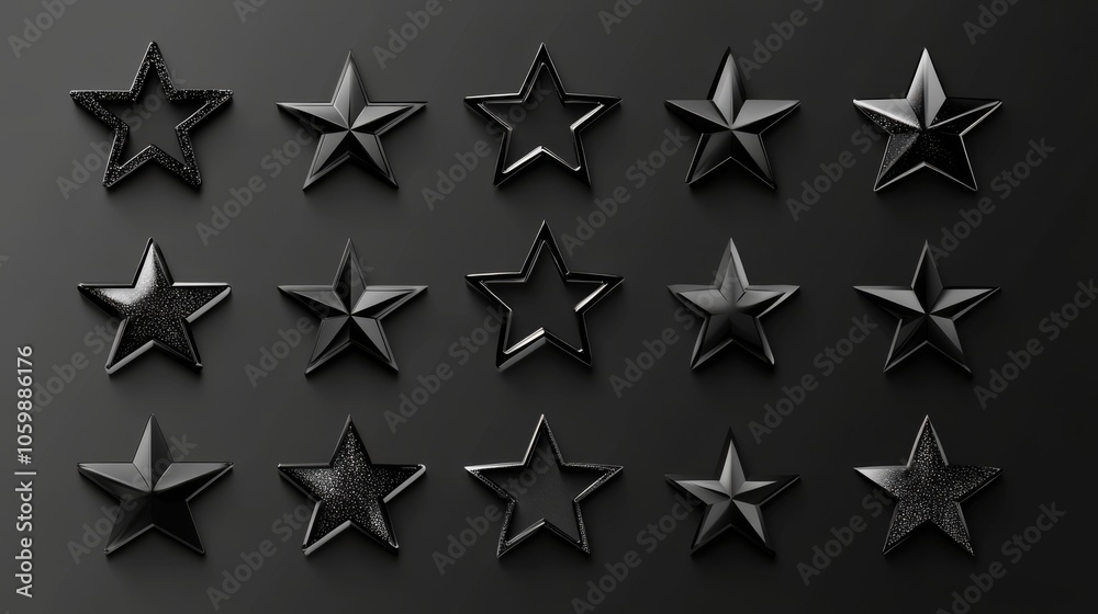 100.A black star icon collection featuring minimalist designs of ...