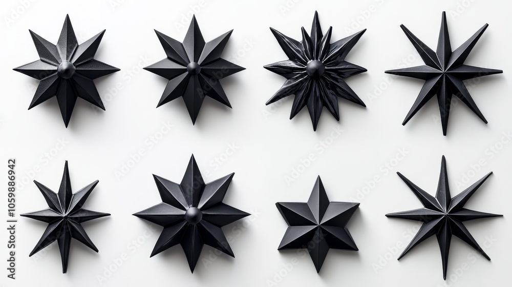 97.A diverse set of black stars, ranging from classic symmetrical ...