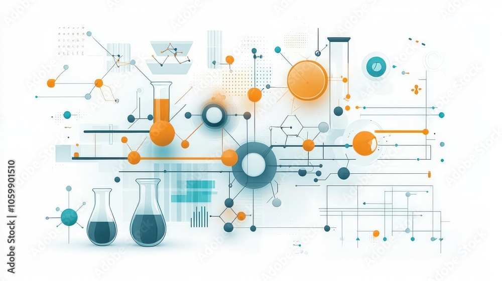 Intricate diagram of organic chemical reaction pathway, molecular ...