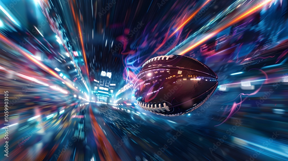 The ball is speeding of american football with colorful effects, View ...