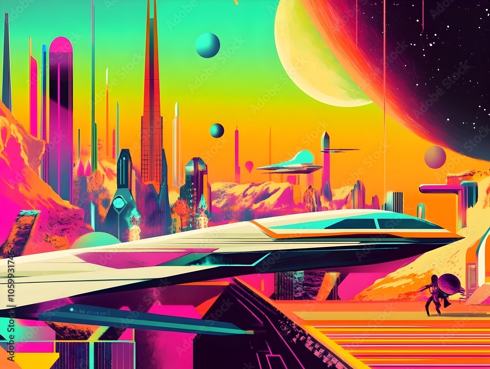 Retro Futuristic Pop Art Advertisement for Interplanetary Cultural ...