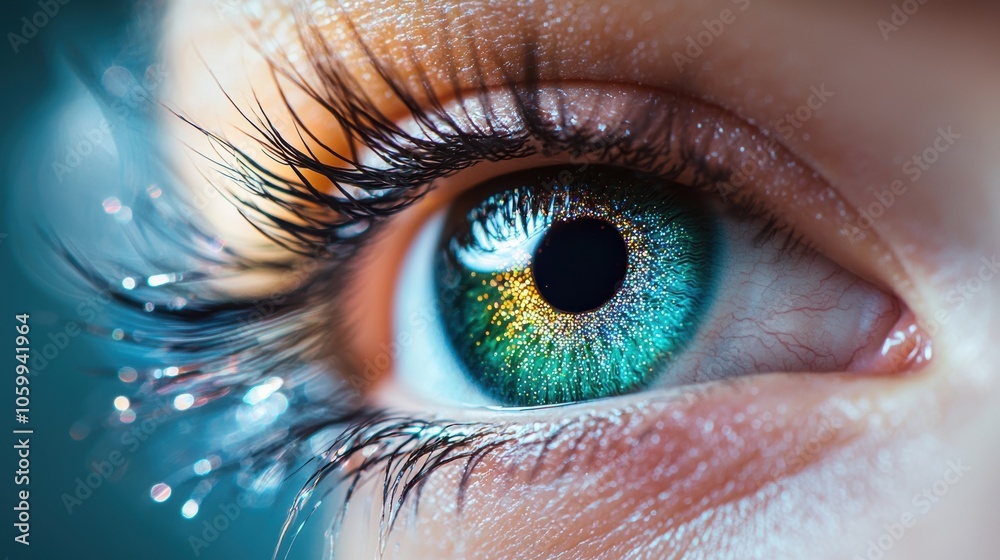 An eye constantly shifting colors, morphing between blue, green, and ...