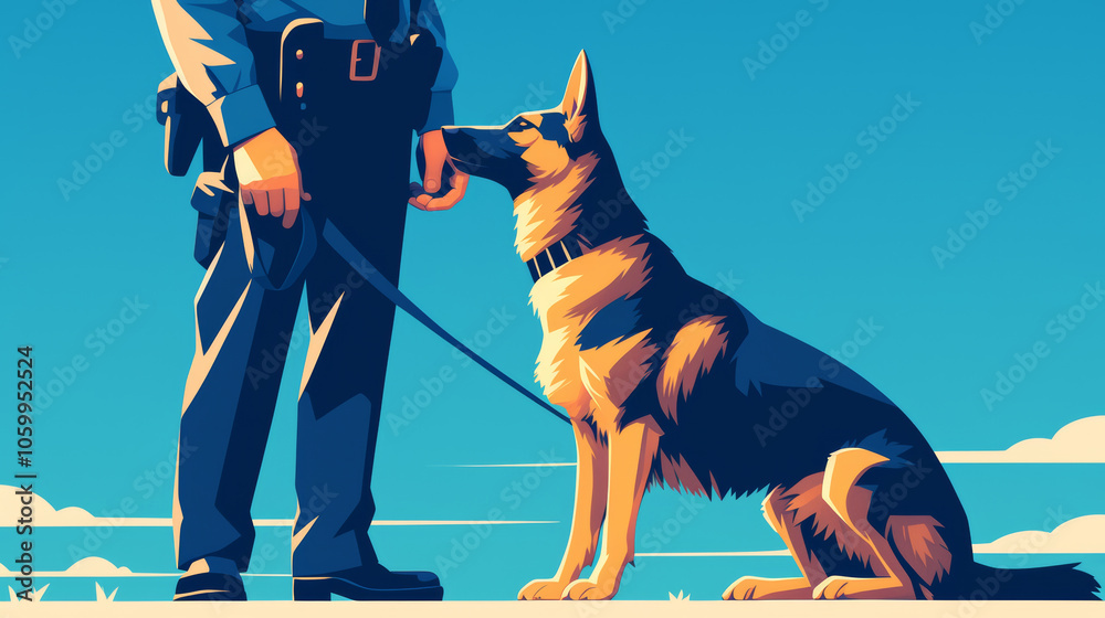 policeman stands with police dog, showcasing teamwork and loyalty ...