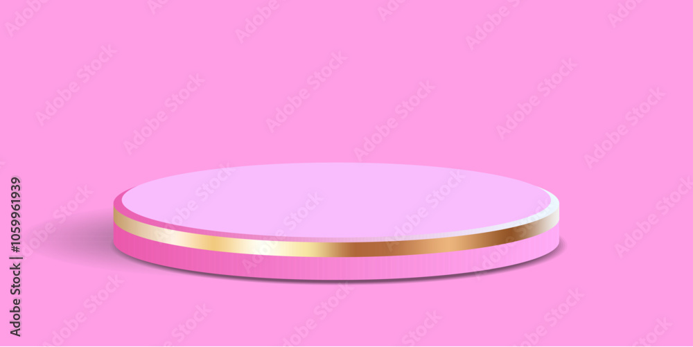 cylinder podium tube circle podium with gold strip stage 3d Abstract ...