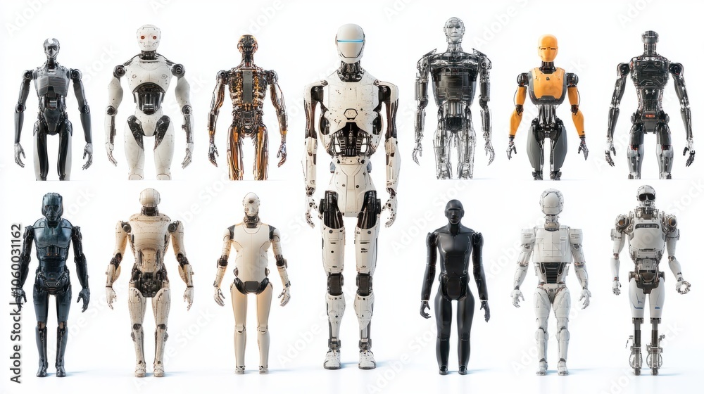Different types of AI robots with robotic limbs and various designs ...