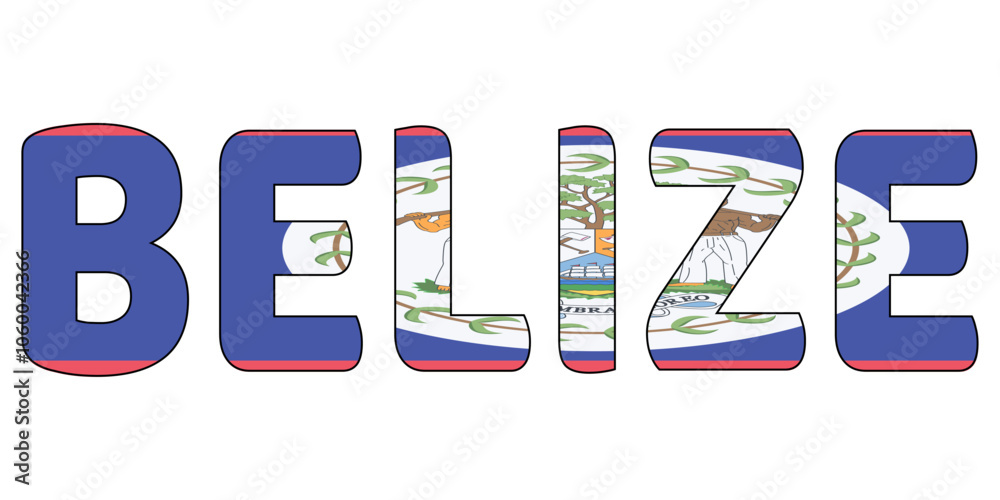 The word BELIZE is displayed in large, bold letters. The letters are ...