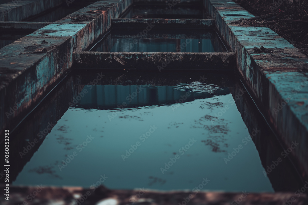 Selective focus waste water sewage from industrial factory, Water ...