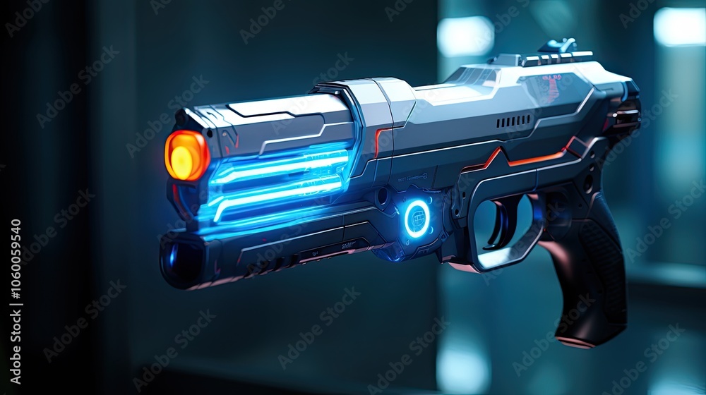 A conceptual design of a bullet gun integrated into a sci-fi setting ...
