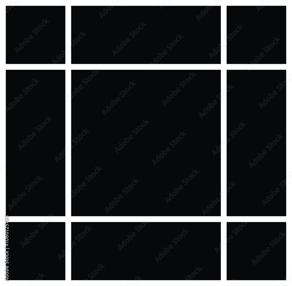 9 collage template for presentation. Picture frame composition ...