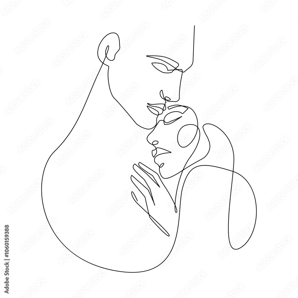 Couple Trendy One Line Drawing. Single Line Couple Illustration ...
