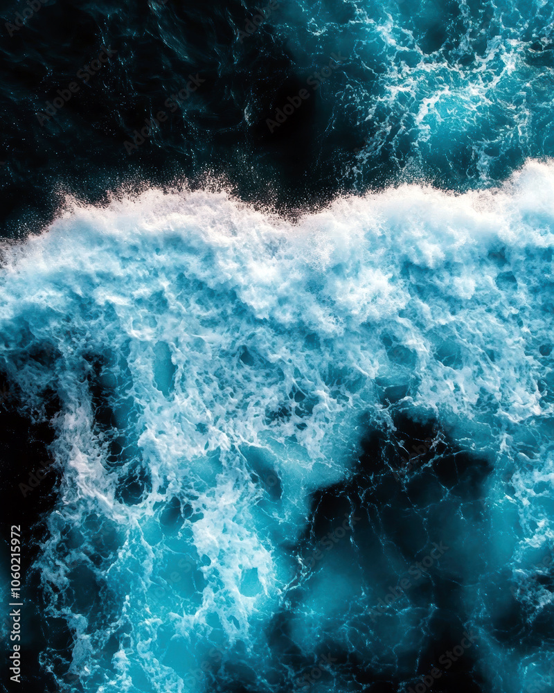 This captivating aerial view showcases the dynamic beauty of ocean ...