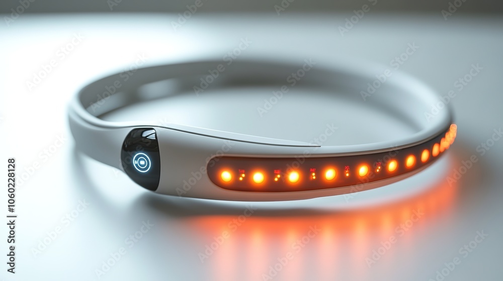 wearable device interacting with a smart implant, isolated on a clean ...