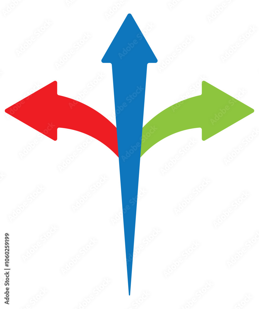 Vecteur Stock Pathway and choice concept, Three arrows representing ...