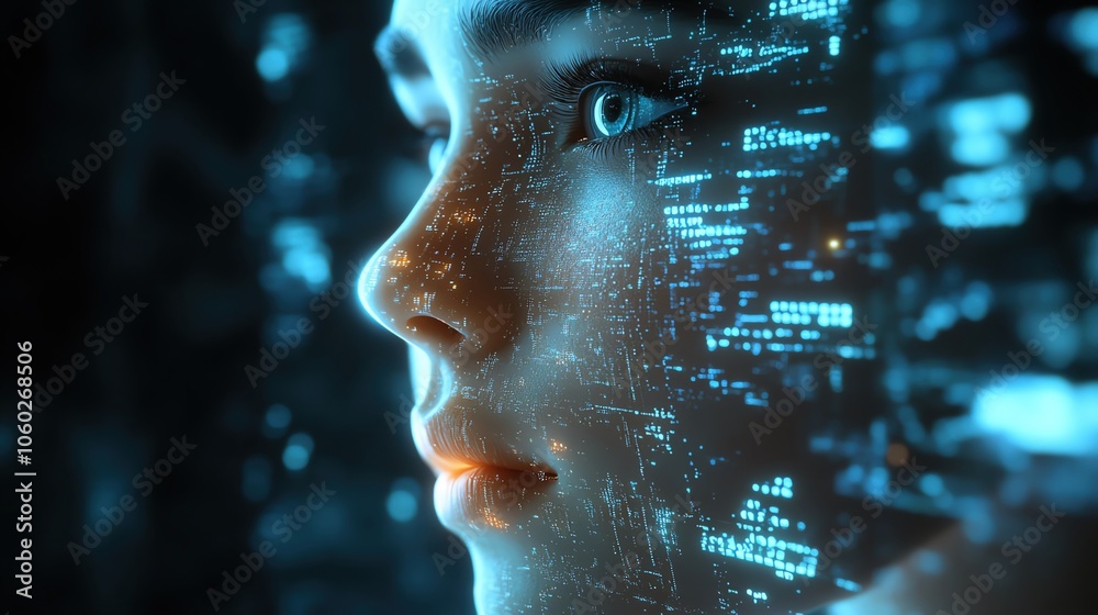 AI face swap, digital identity manipulation, glitchy interface, dark ...