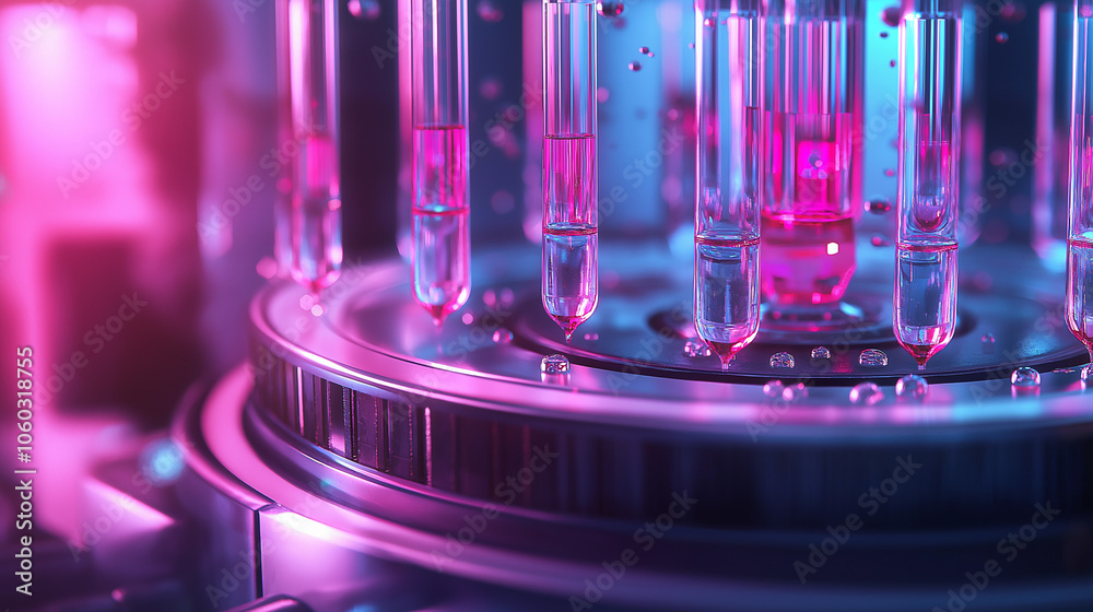 Vivid Laboratory Centrifuge with Spinning Test Tubes and Droplets ...