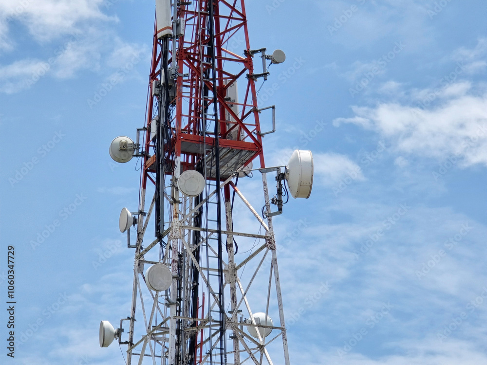 Telecommunication tower of 4G and 5G cellular. Macro Base Station. 5G ...