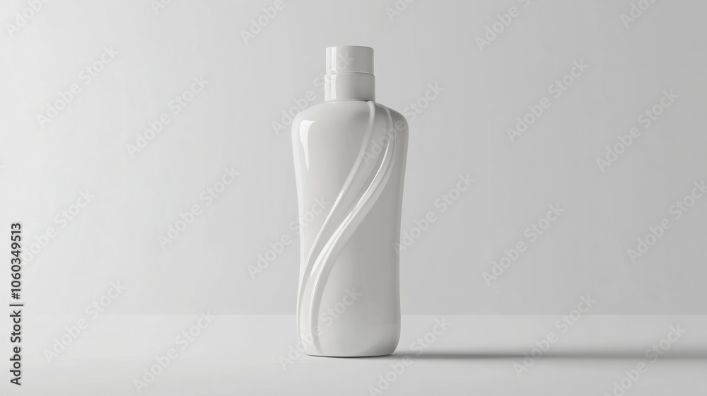 Crisp 3D render of a shampoo bottle with a sleek design and intricate ...