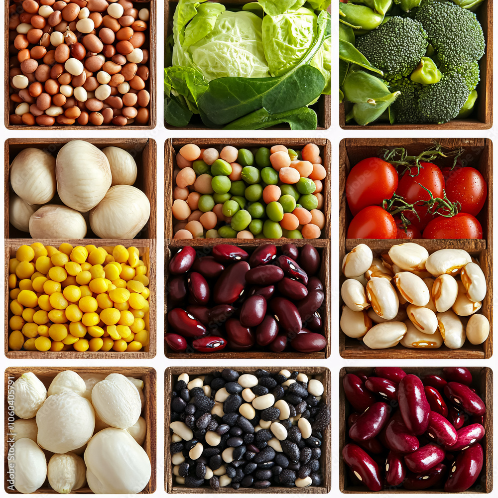 Collage of different types of legumes creating a colorful and diverse ...