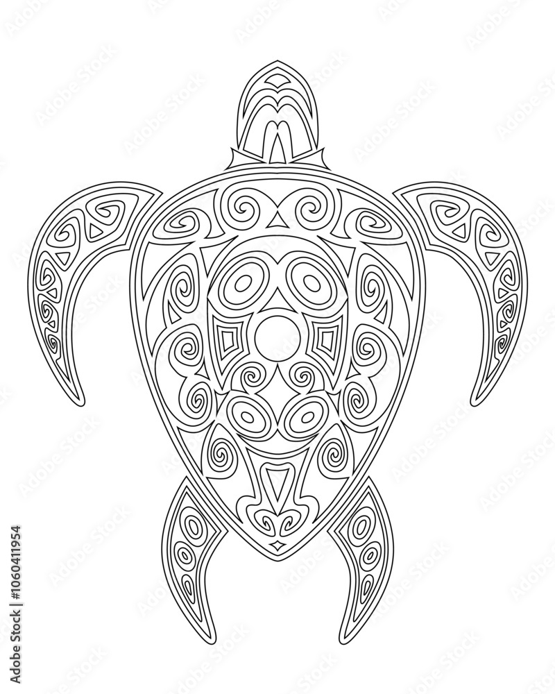Drawing zentangle turtle for coloring page, shirt design effect, logo ...