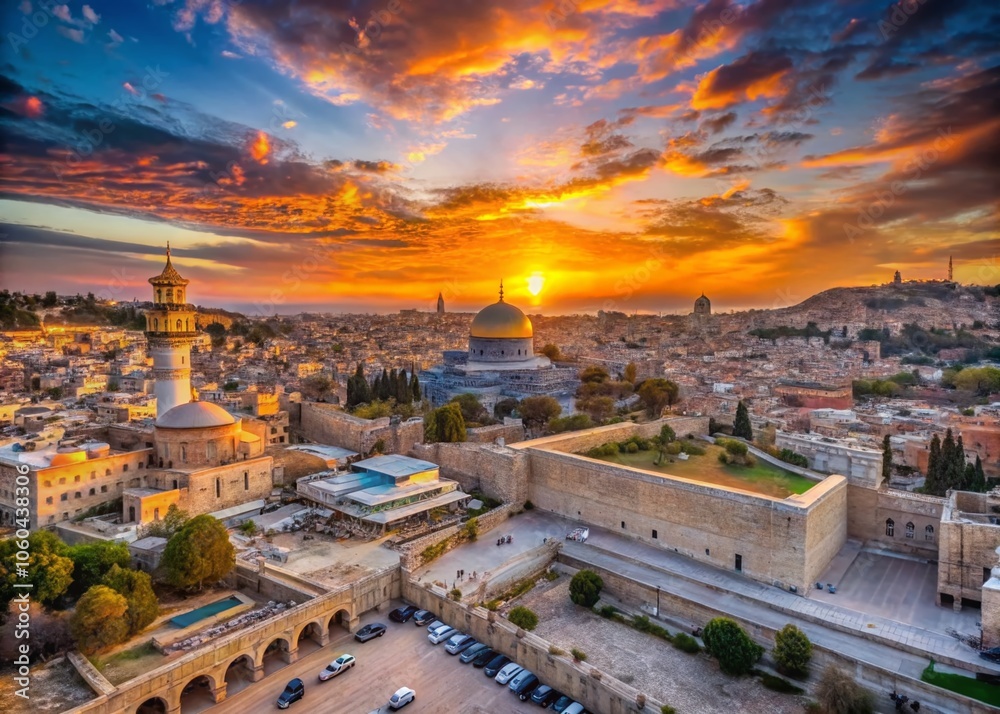 Breathtaking Sunrise Over Jerusalem's Iconic Skyline - Aerial View of ...