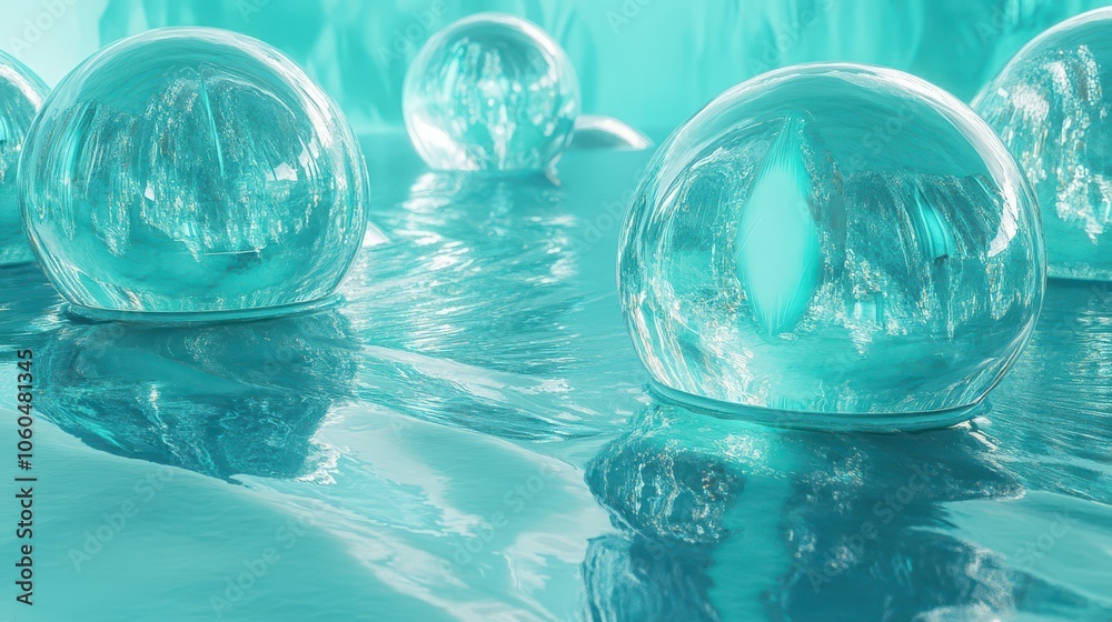 Aqua-toned digital background featuring abstract dome shapes and ...