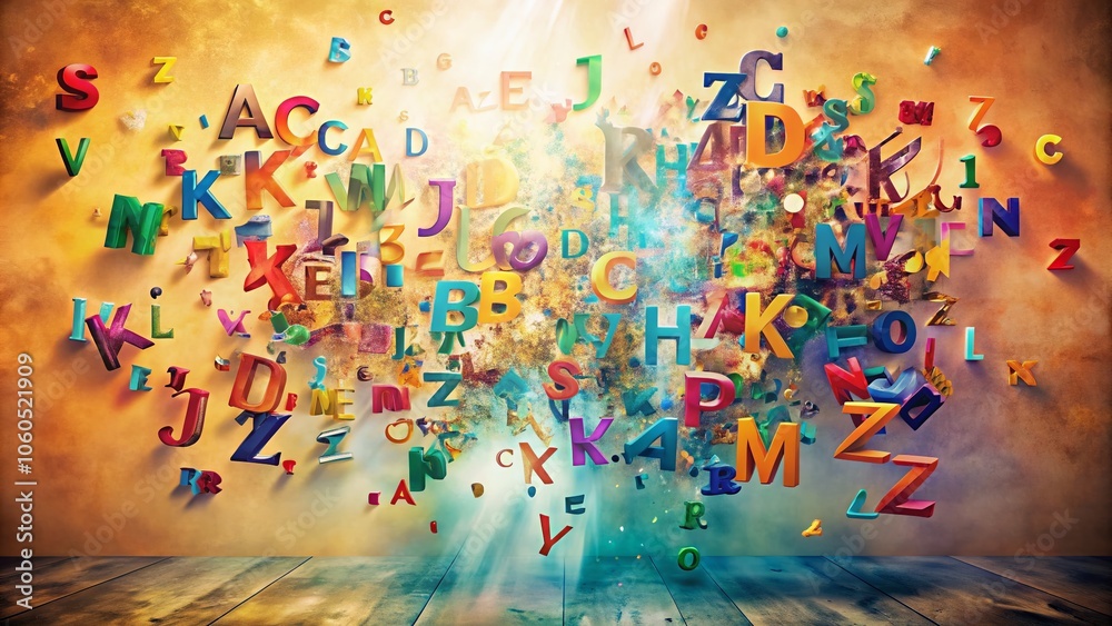 Double Exposure of English Alphabet Letters Soaring from Paper ...