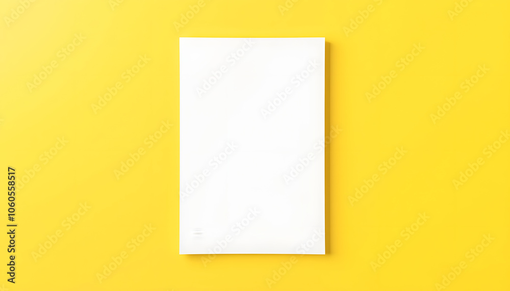 Blank A4 brouchure mock up on bright yellow background texture. Empty ...