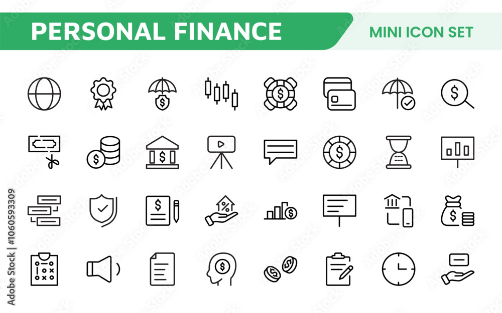 Personal Finance Icon Set. Sleek and intuitive icons for budgeting ...