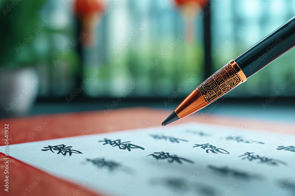 Elegant chinese calligraphy on red scroll a timeless art form ...