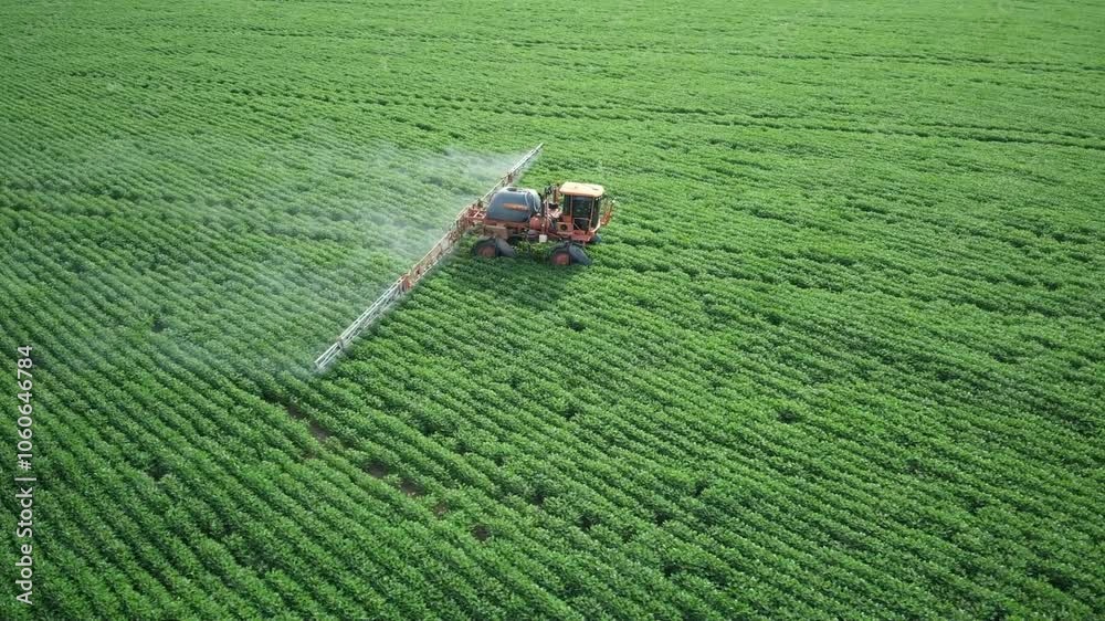 Sprayer Applying Fungicide/Herbicide/Insecticide in Soybean Fields of ...