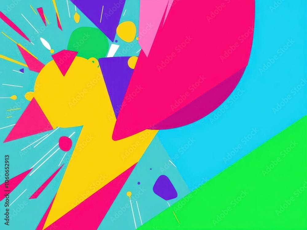 A vibrant and dynamic sliding pop art title design featuring bold ...