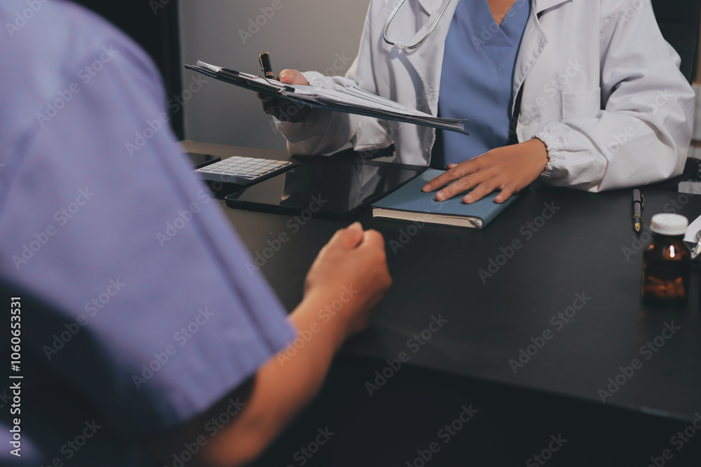 Female doctor examined patient health peace of mind. Basic procedure ...