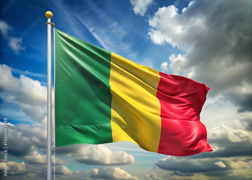 Panoramic Photography of Waving Benin National Flag with Smooth ...