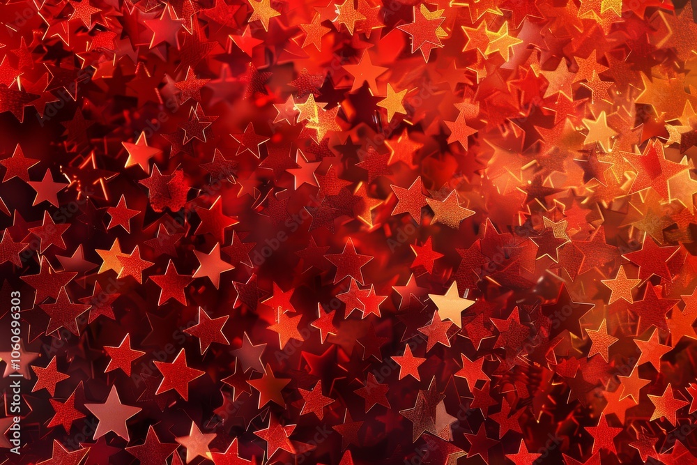 Festive red stars confetti scattered on vibrant background ideal for ...