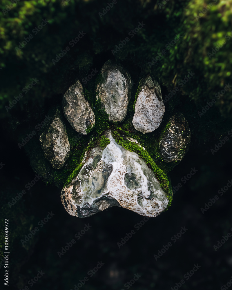 Mystical Animal Paw Print with Natural and Fantasy Elements ...