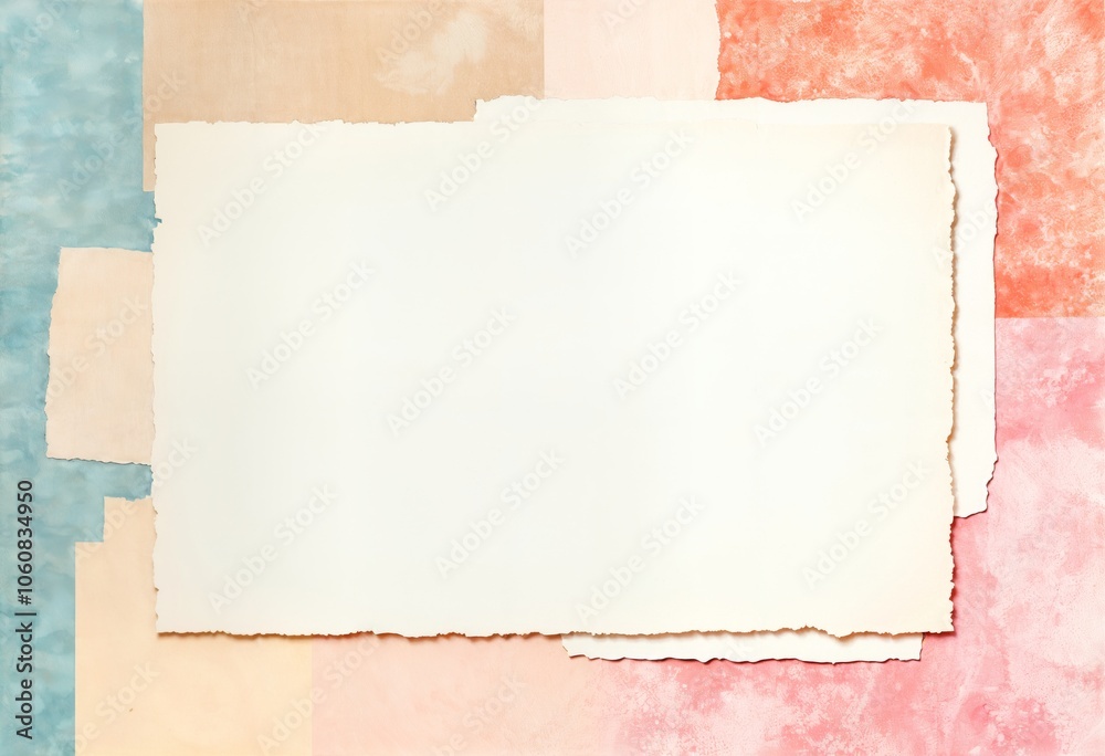 Colorful textured background featuring layers of torn paper in various ...