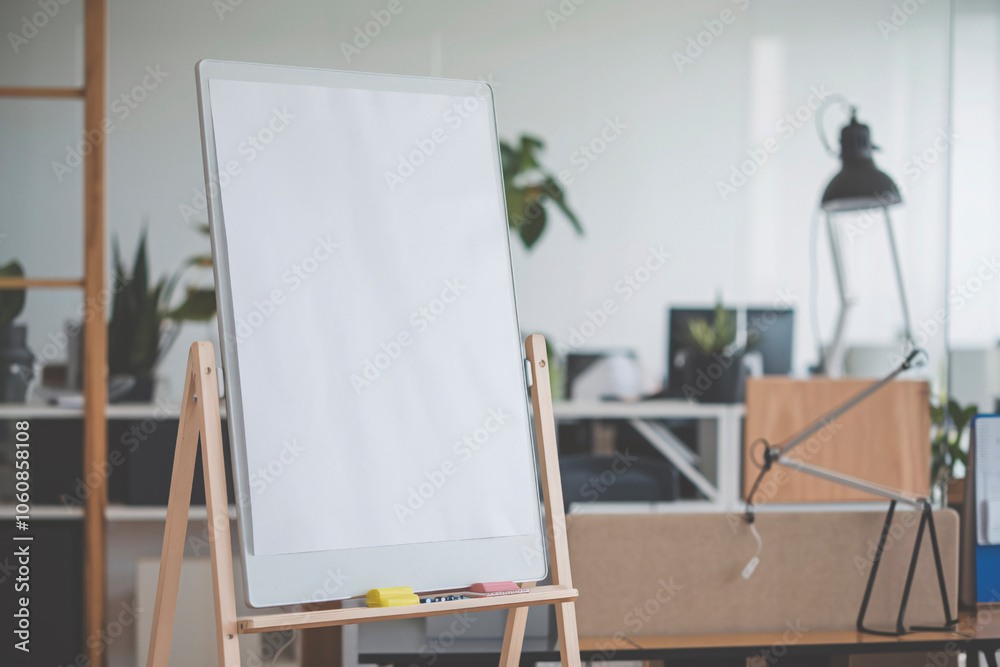 Blank Flipchart Paper in Office Meeting Room Setting. A blank sheet of ...