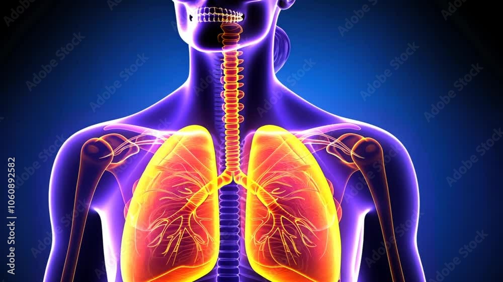 An educational illustration showcases the human respiratory system ...