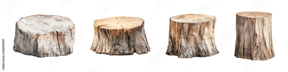 tree stumps isolated on white background weathered wood texture ...