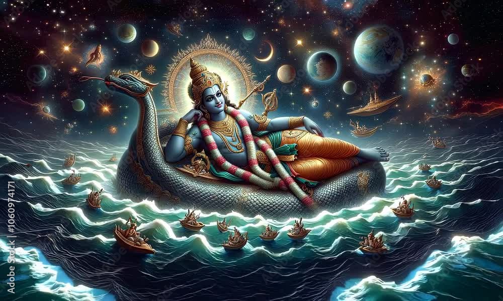 Cosmic Vishnu | The Preserver of the Universe Resting on the Serpent in ...
