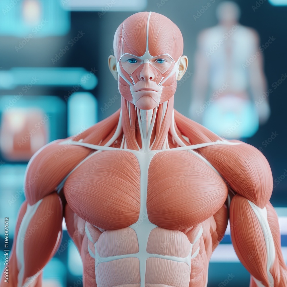 Close-up of a muscular male torso with visible anatomy, showcasing the ...