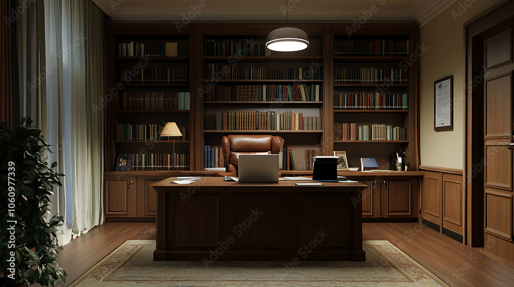 zoom virtual background of office room with bookcase professional ...